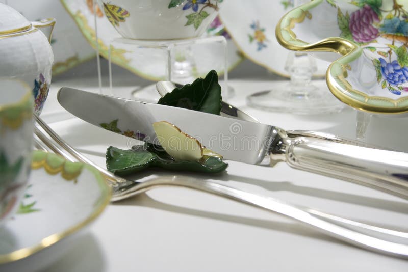 Expensive Porcelain Dinner Set Stock Photo - Image of clean, crystal ...