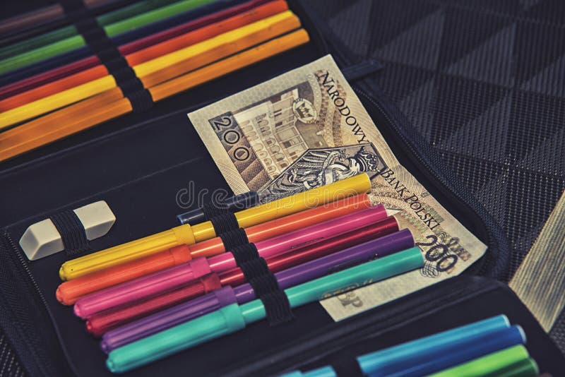 Expensive School Theme Pencil Case Polish Money Stock Photos - Free ...