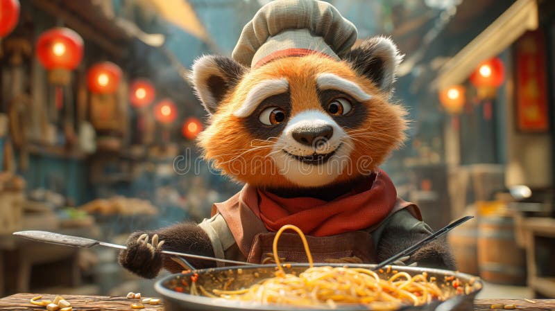 Experience the Adorable Sight of a Red Panda Chef Cooking Spaghetti in ...