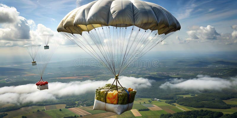 Emergency from Above Skydiving into Disaster Relief and Survival Stock ...