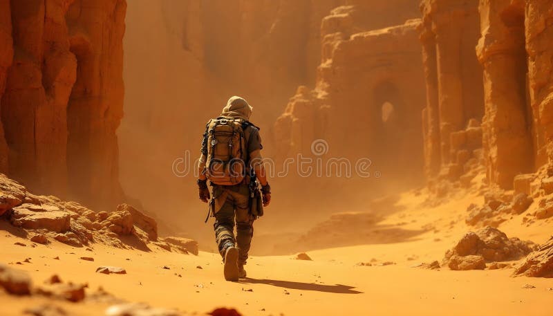 Desert Explorer: Journey through Golden Sands Stock Illustration ...