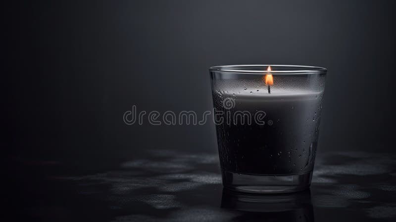 Glimmers of Darkness: Black Candle in Glass Beaker on a Matte Blurred ...