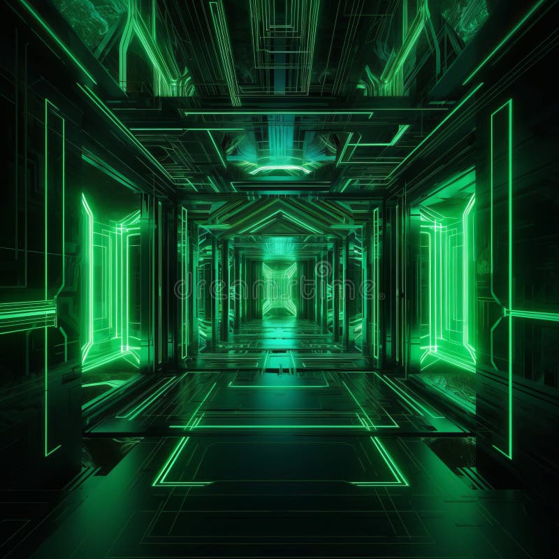 Symmetrically Glowing Green & Lime Interior: Award-Winning Artwork ...