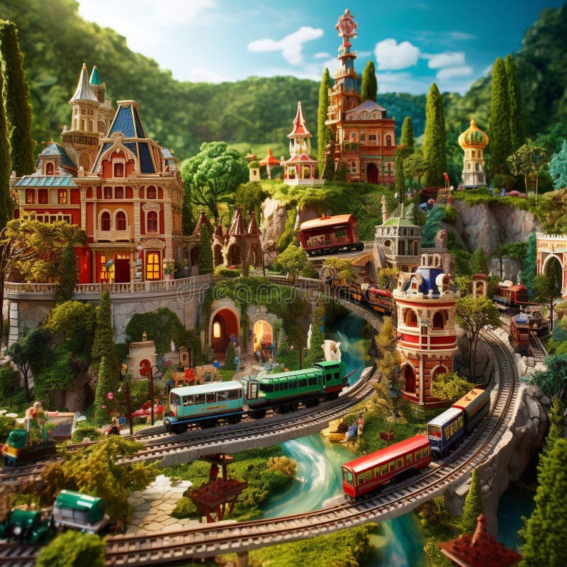 Miniature Railway with Intricate Details and Vibrant Colors Stock Image ...