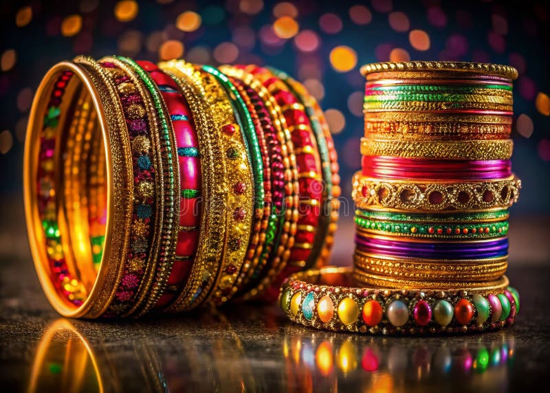 Captivating Handmade Indian Bracelets Vibrant Colors in Night ...