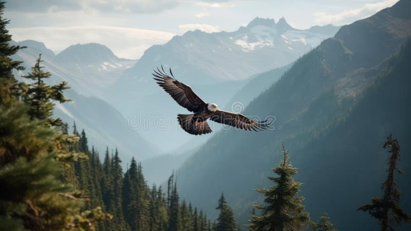 A Majestic Eagle Soaring through the Mountains Created with Generative AI Stock Illustration ...