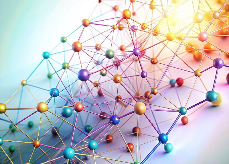 A Vibrant Pastel Network Visualization Interconnected Nodes in a ...