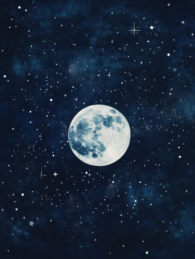 Experience the Beauty of a Starry Night Sky with a Glowing Full Moon ...