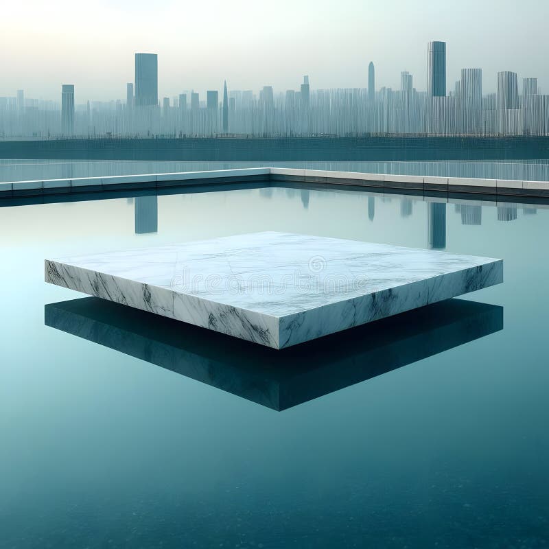 Ethereal Reflections Vintage Marble Triangular Floating Podium Stock ...