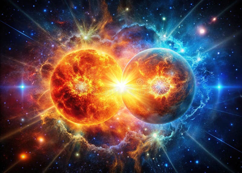 Witness the Spectacular Collision of Two Fiery Stars a Cosmic Explosion ...