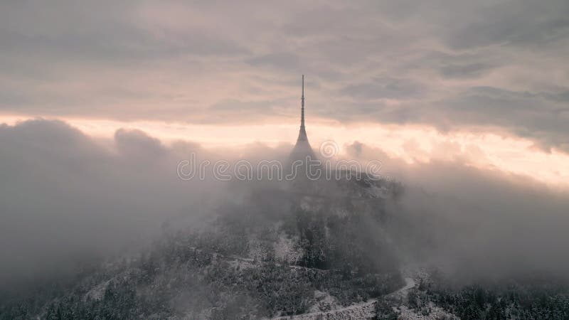 Jested Mountain in Cloudy Majesty Stock Footage - Video of travel ...