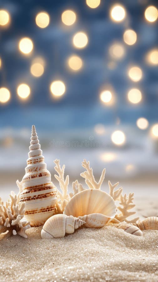 Experience a Breathtaking Beach Setup Featuring White Sand, Seashells ...