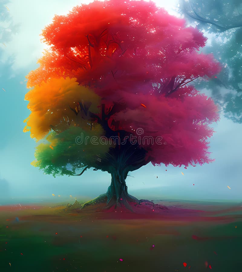 Chromatic Serenity - the Colorful S-Shaped Tree Stock Illustration ...