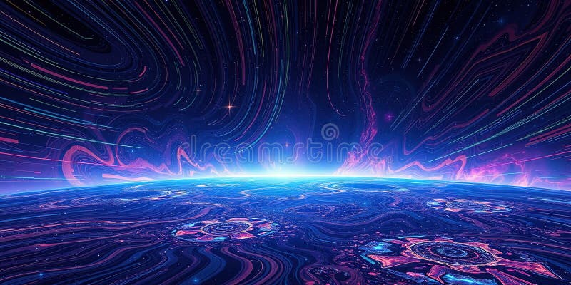 Abstract Cosmic Lines Psychedelic Space Horizon Wallpaper Design for ...
