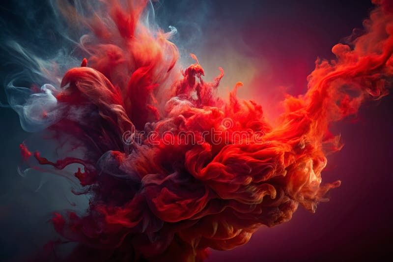 Intense Red Smoke Ascends in Dynamic Abstract Design a Fiery Visually ...
