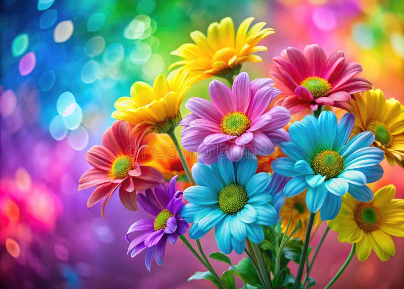 Stunning Rainbow Daisy Bouquet a Vibrant Spring Floral Arrangement for ...
