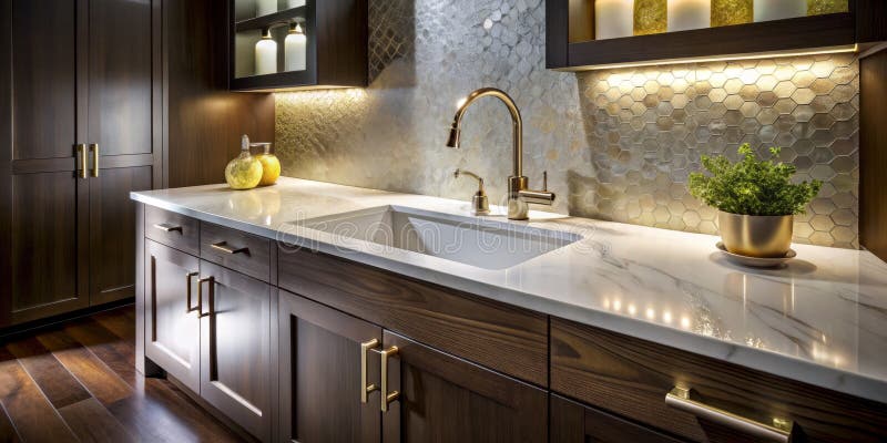 Serene Modern Kitchen Design: a Crystalline White Sink Surround ...