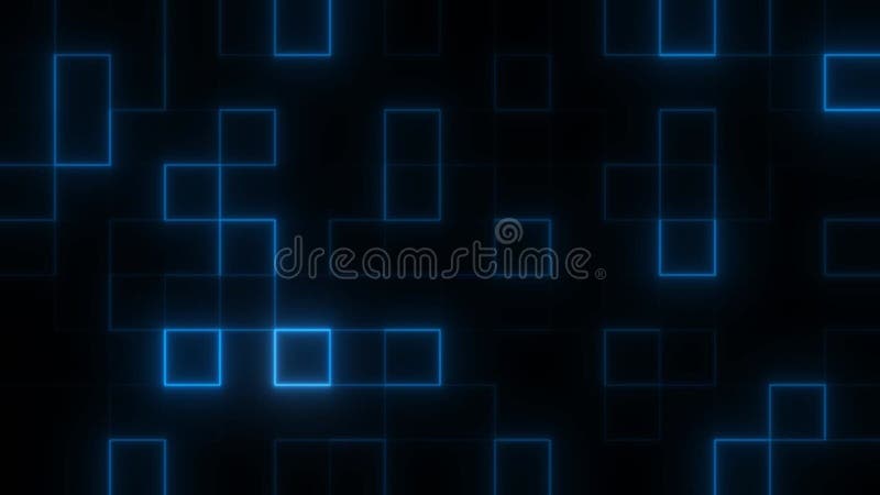 Abstract Blue Color Glowing Neon Boxes in Blinking Motion Modern Looped ...