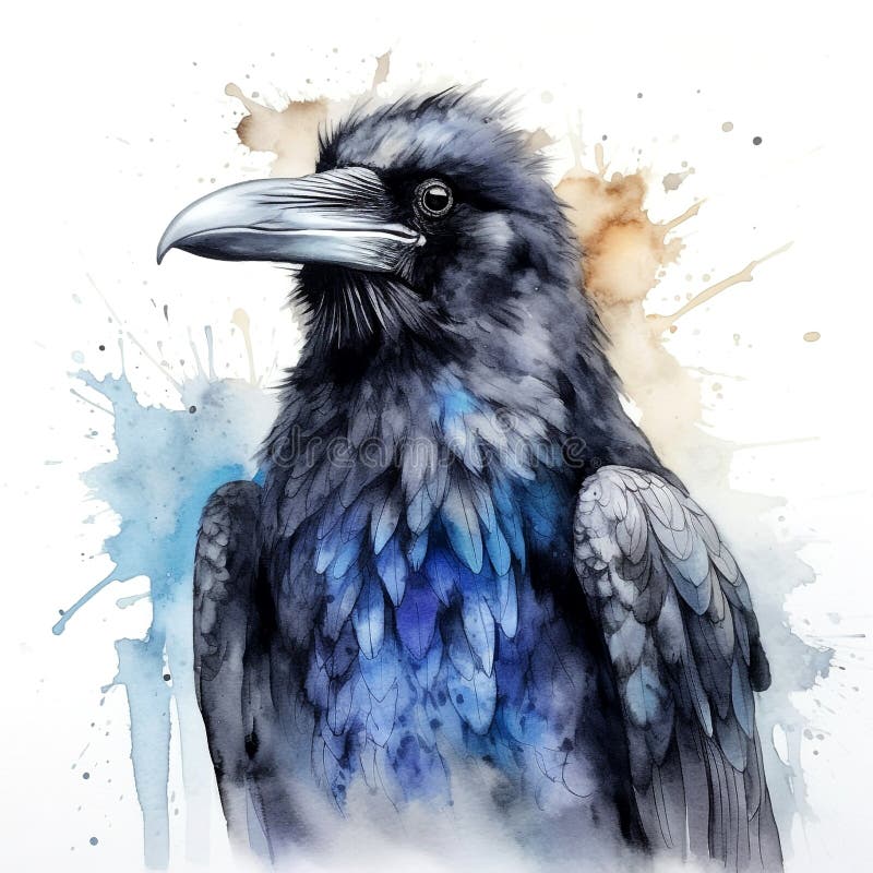 Cute Crow Watercolor Illustration Stock Illustration - Illustration of ...