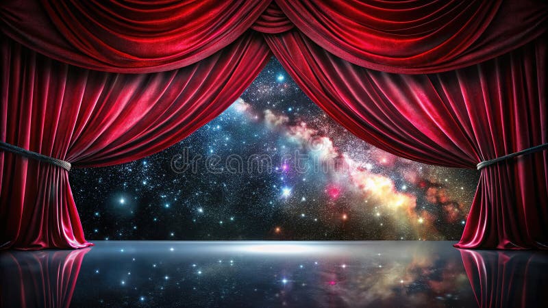 Luxurious Ruby Red and Obsidian Black Velvet Blinds with Starry Galaxy ...