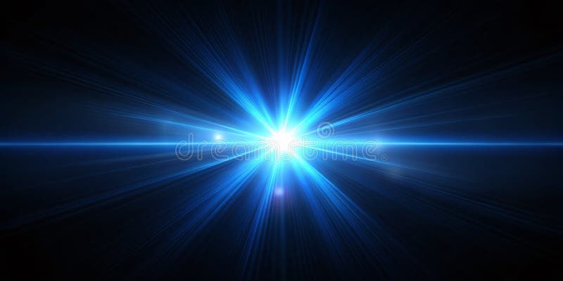 Stunning Blue Light Rays Explode through Optical Lens Flare on a Black ...