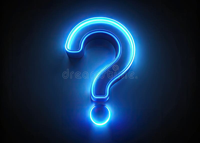 Enigmatic Glowing Question Mark a Minimalist Blue Neon Design for ...