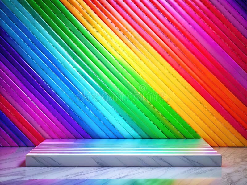 Vibrant Rainbow Gradient on a Luxurious Marble Platform a Stunning ...