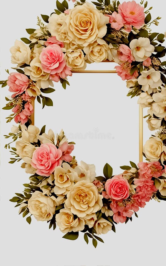 Attractive Card Template of Romantic Frame with Flowers Stock ...