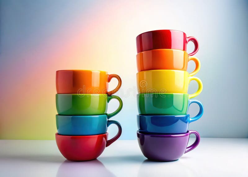 Radiant Rainbow Stackable Mug Set a Stunning Display of Vibrant Colors ...