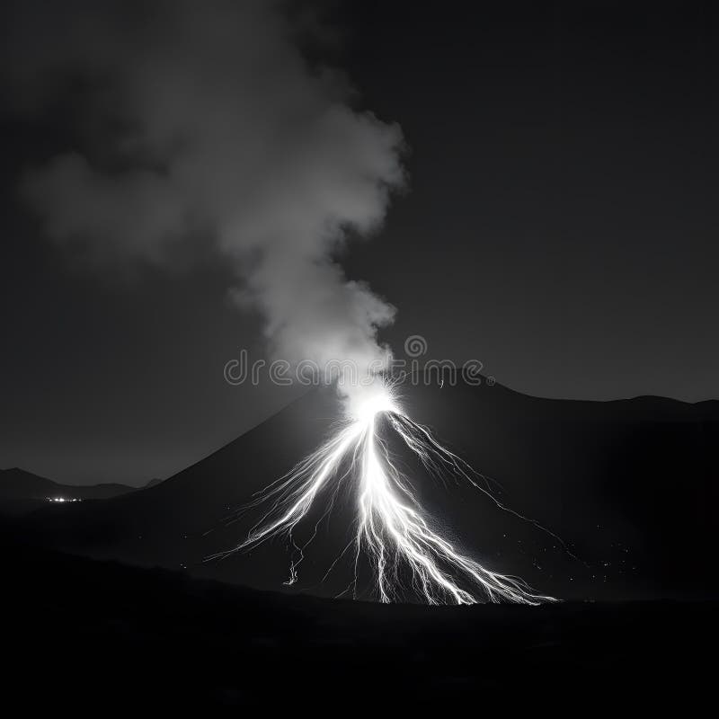 Mesmerizing Monochrome Lighting Up a Volcano with Studio Magic Stock ...