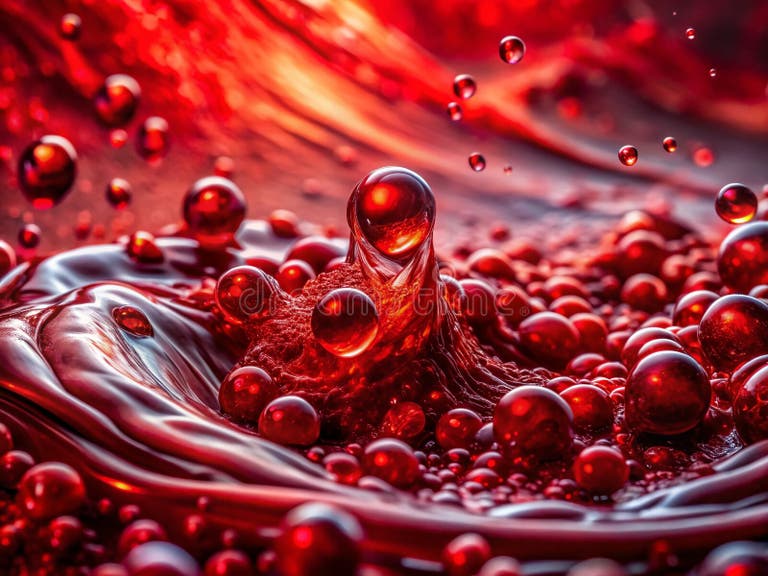 Dynamic Red Liquid Texture with Granular Lumpy Surface an Abstract ...