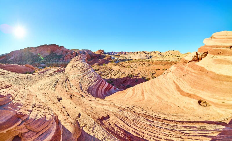 Fire Wave Sandstone Patterns Valley of Fire Low Angle Perspective Stock ...