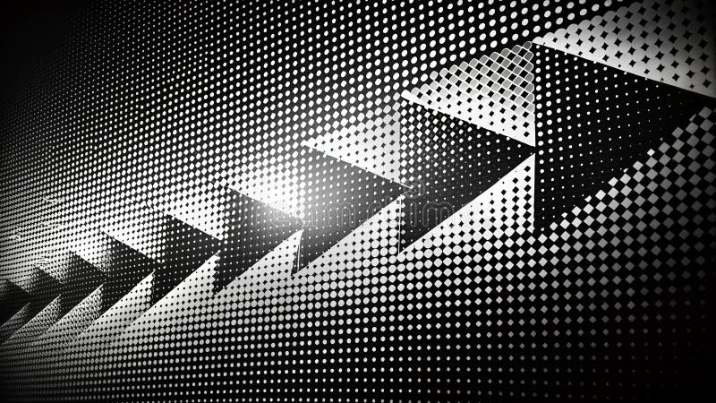 Dynamic Black and White Abstract Halftone Arrow Triangles Long Exposure ...