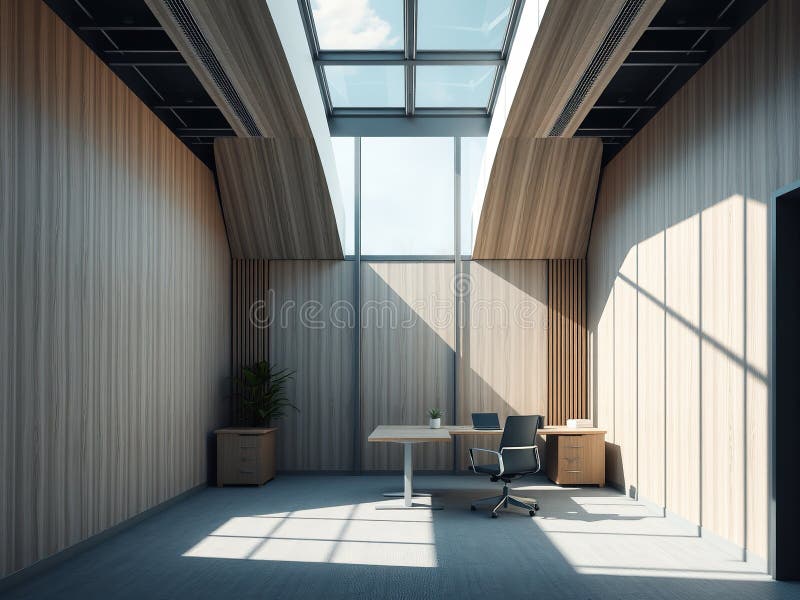 Stunning Modern Office Space Atmospheric Patterns Reflected in Empty ...