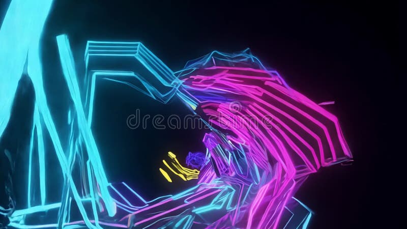 Dynamic Neon Light Animations in a Dark Environment Showcasing Vibrant ...
