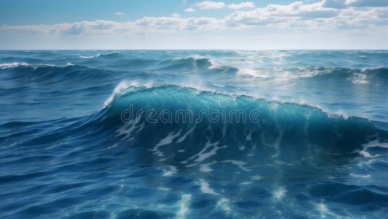 Blue Wave Cascade Harmony: Azure Bliss. AI Generate Stock Illustration ...