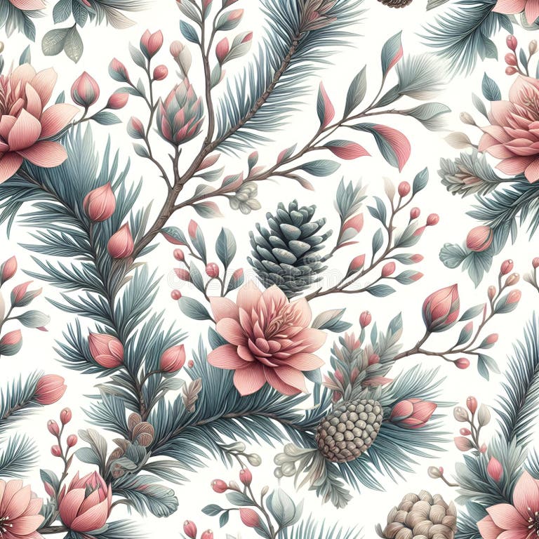 Nature S Charm: Pine Tree, Leaf, and Cone Background Design, Generative ...