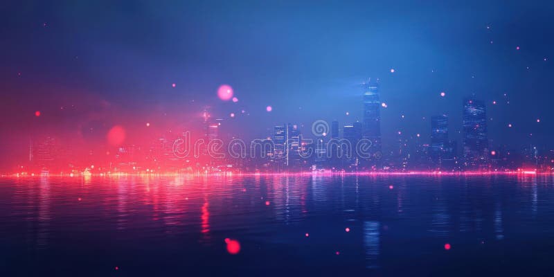 Experience Cityscape at Night with Red Light and Night Vision Stock ...