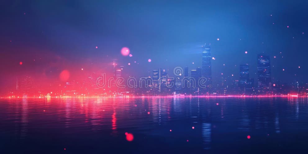 Experience Cityscape at Night with Red Light and Night Vision Stock ...