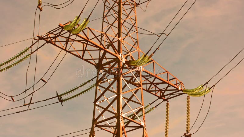 Pylon Power High Voltage Lines and Substation Stock Footage - Video of ...