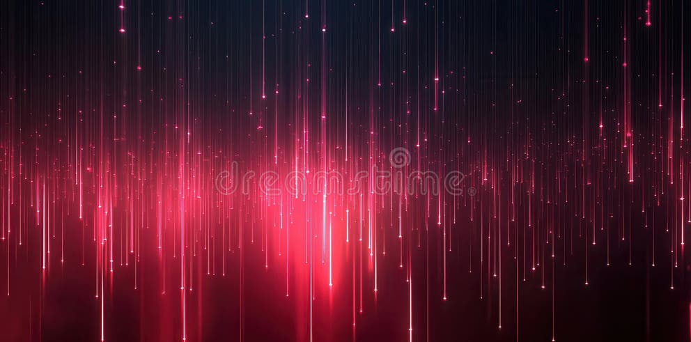 Experience the Cosmic Rain with Soft Glow Effect on Dark Red Background ...