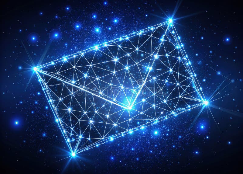 Futuristic Long Exposure Night Sky Mail a Polygonal Mesh Envelope for a ...