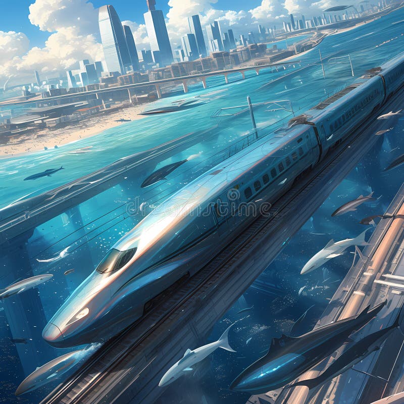 Future of Transport: Underwater High-Speed Train Stock Illustration ...