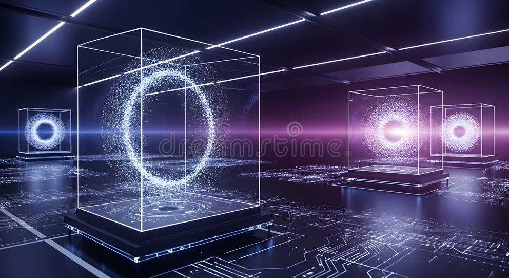 Futuristic Rings Glow in Digital Landscape, Showcasing Advanced ...