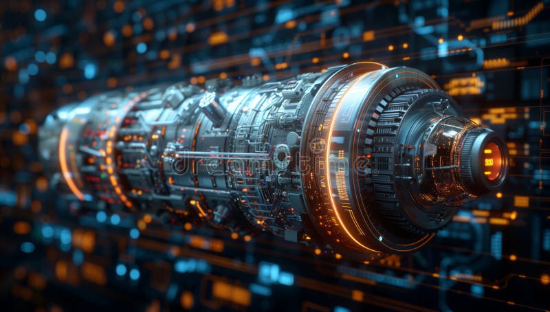 Experience the Cyberpunk Technology Core with Glowing Elements in the ...