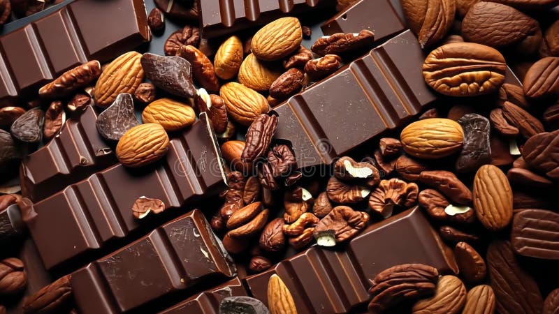 Experience the Delightful Visuals of Chocolate and Nuts Combining in an ...