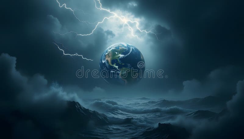 Apocalyptic Storm Over Earth - USA in Crisis Stock Illustration ...