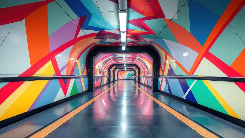 A Vibrant Abstract Representation of a Futuristic Subway System ...