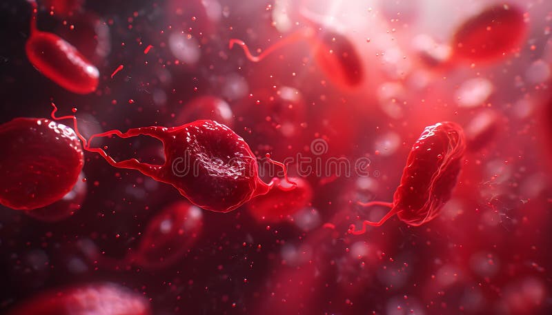 "3D Red Blood Cell Background with Vein Flow and Platelet Wave ...