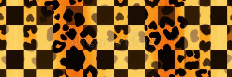 Stunning Leopard Print on a Bold Checkered Background a Contrasting ...